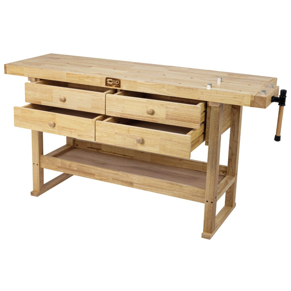 SIP 01460 Professional Hardwood 4-Drawer Work Bench - Kendal Tools ...