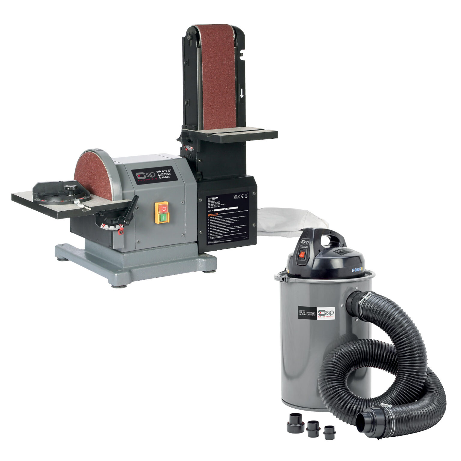 SIP 01946PACK Sanding Belt 4" & Disc Sander 8" PLUS 01923 DUST ...