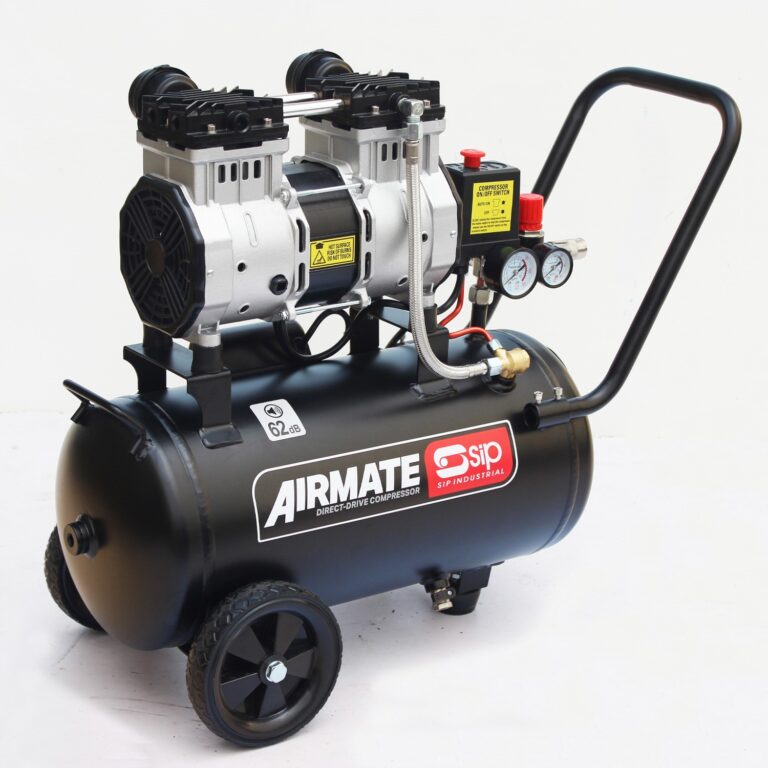 SIP 05480 50 Ltr Low Noise 2-Pole Oil Free Direct Drive Compressor 3 hp ...